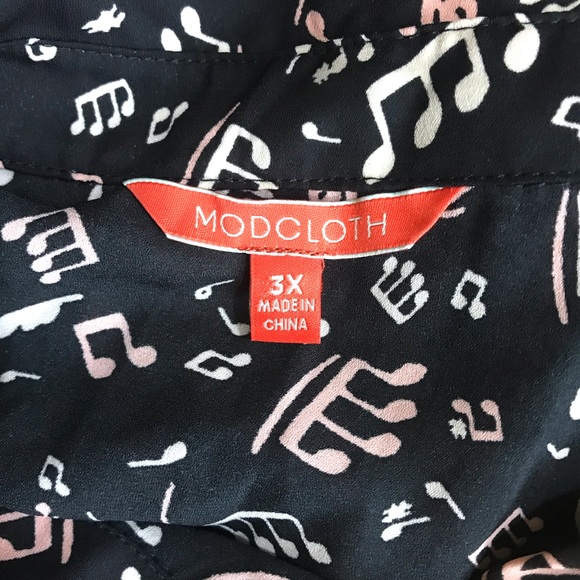 Modcloth | Tops | Modcloth Music Note Print Button Down Blouse Top ...